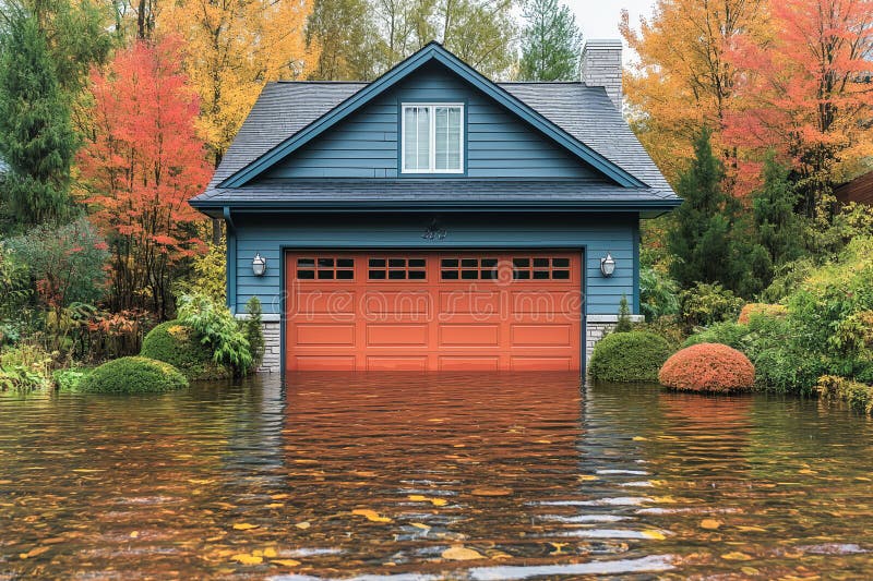 A House with Water Flowing from the Floor and on Its Side There is a ...