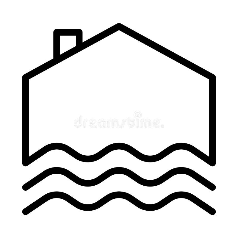 House and Waves Vetor Icon Design. Real Estate Flat Icon Stock Vector ...