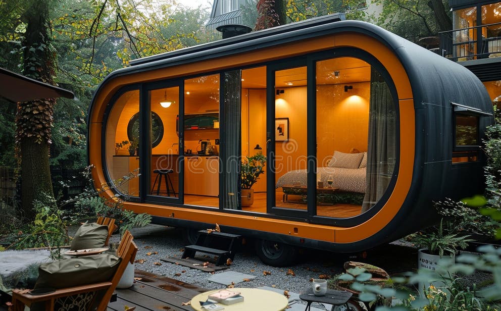 House on Wheels. Tiny House is Great Way To Live in Small Space Stock ...