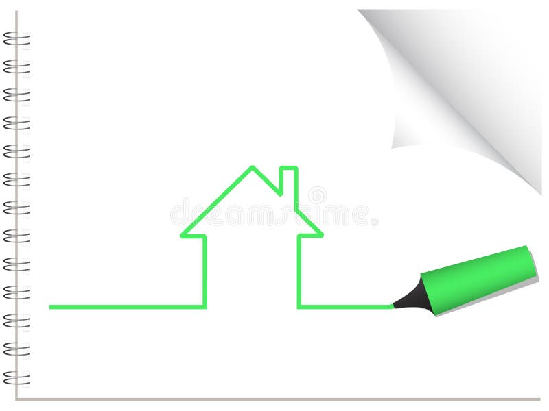 House on white note pad stock vector. Illustration of announcement ...