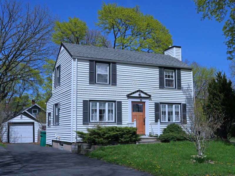House with white siding stock photo. Image of dandelion - 146872846