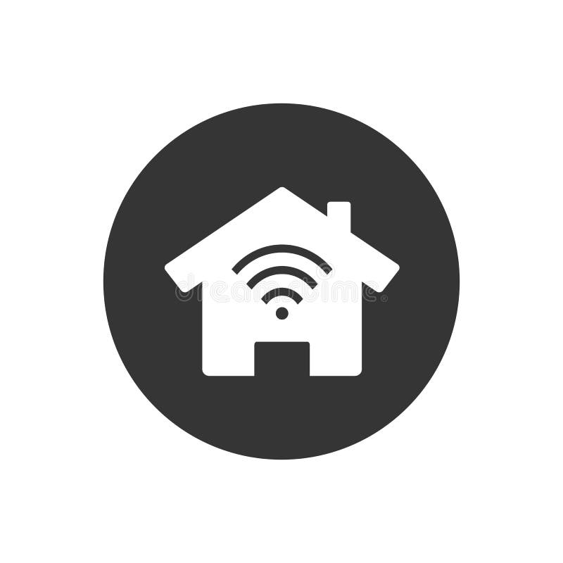 House and Wi-fi Sign Icon. Smart Home with Connected Devices or Home Wi ...