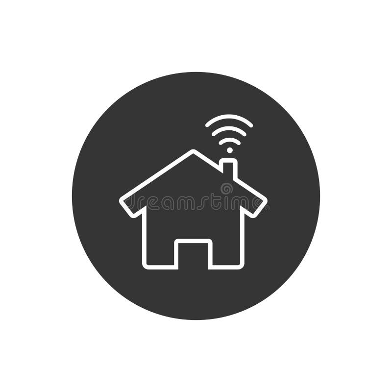 House and Wi-fi Sign Set Icon. Smart Home with Connected Devices or ...