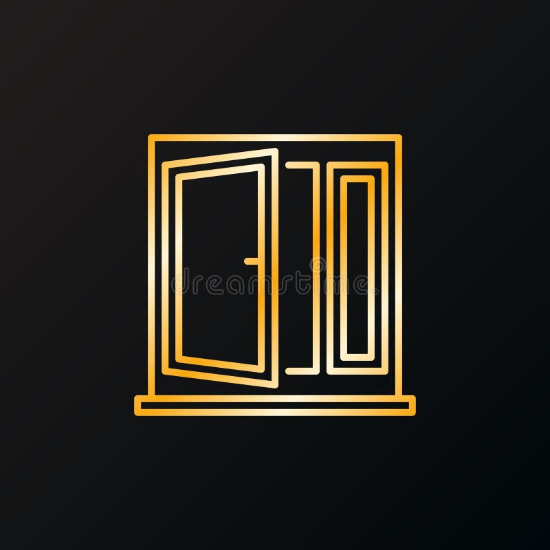 House Window Linear Vector Concept Golden Icon Stock Illustration ...