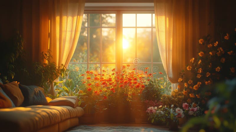 House Window with Sunlight from Outside Stock Illustration ...