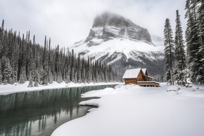House in a Winter Snowfield Stock Photo - Image of wooden, alone: 300990936
