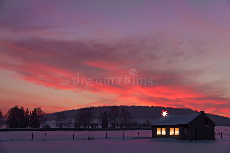 House in winter sunset stock photo. Image of seasonal - 21367964