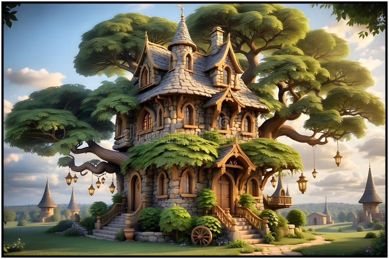 The House of the Witch Who Prepares the Magic Potion Stock Illustration ...