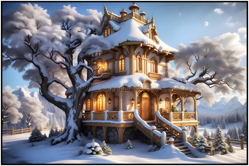 The House of the Witch Who Prepares the Magic Potion, Winter, Snow ...
