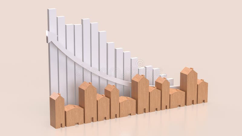 The House Wood and Chart for Property or Real Estate Concept 3d ...