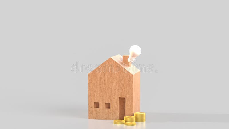 The House Wood and Coins for Property or Building Concept 3d Rendering ...