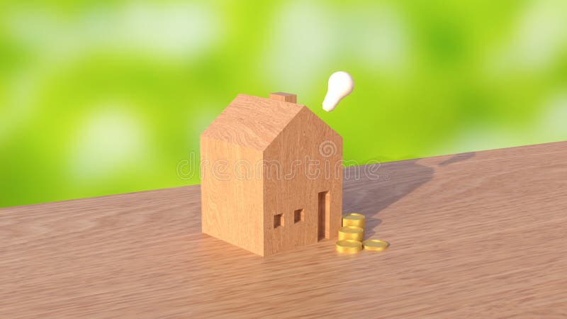 The House Wood and Coins for Property or Building Concept 3d Rendering ...