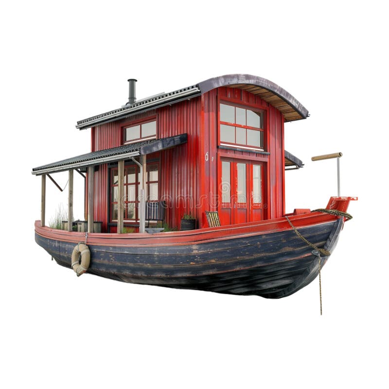 House on Wooden Boat on Transparent Background - Ai Generated Stock ...