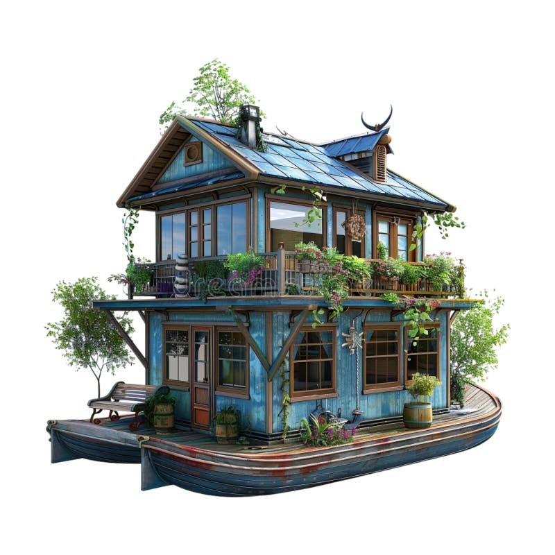 House on Wooden Boat on Transparent Background - Ai Generated Stock ...