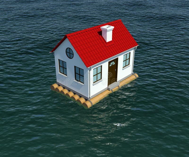 House Flood - Home Flooding Under Water Stock Vector - Illustration of ...