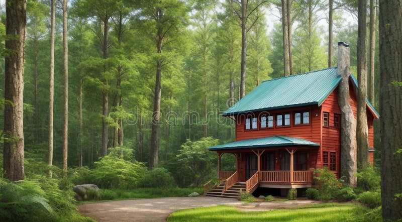 House in the Woods, House in Forest, Tropical Forest Scene, Panoramic ...