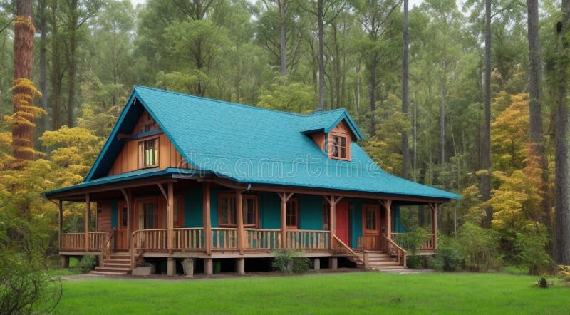 House in the Woods, House in Forest, Tropical Forest Scene, Panoramic ...