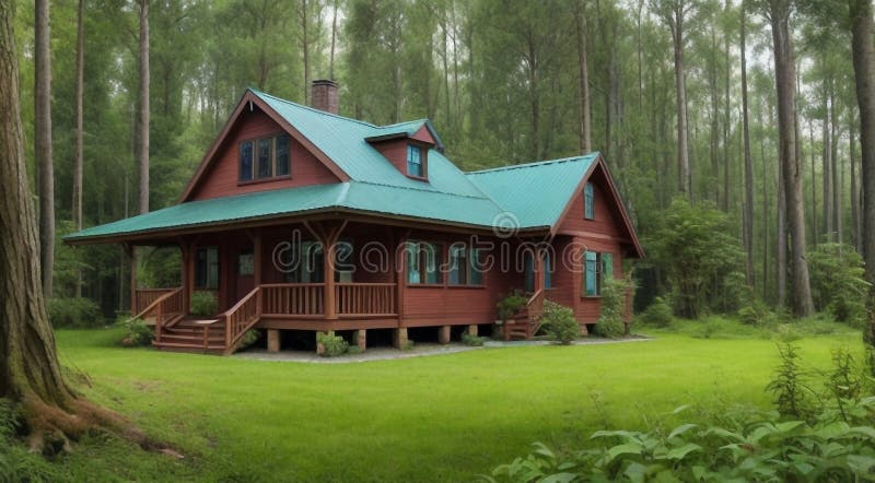 House in the Woods, House in Forest, Tropical Forest Scene, Panoramic ...