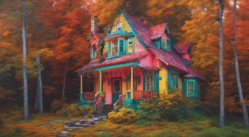 House in the Woods, House in Forest, Tropical Forest Scene, Panoramic ...