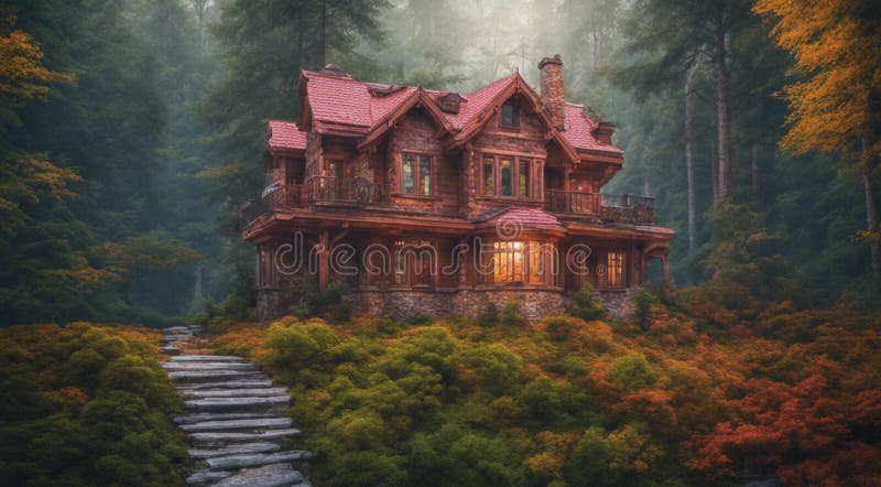 House in the Woods, House in Forest, Tropical Forest Scene, Panoramic ...