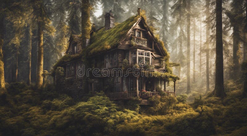 House in the Woods, House in Forest, Tropical Forest Scene, Panoramic ...