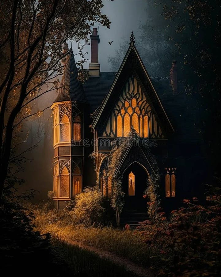 A House in the Woods with the Word House on the Front Stock ...