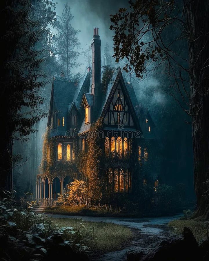 A House in the Woods with the Word House on the Front Stock Image ...