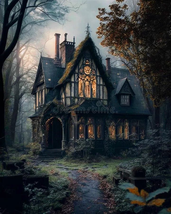 A House in the Woods with the Word House on the Front Stock ...