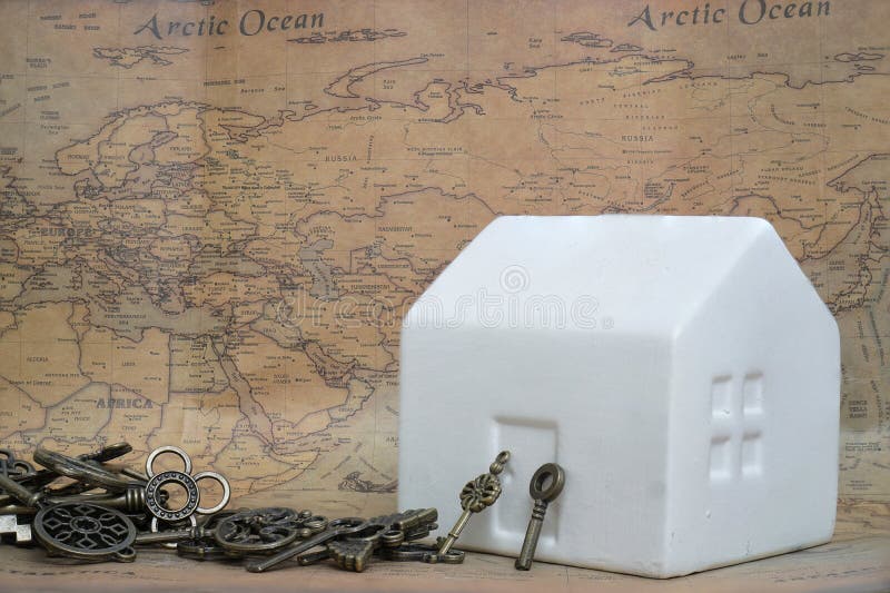 House on the World Map with Key Stock Image - Image of finance, bank ...