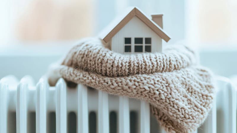 A House is Wrapped in a Blanket on a Radiator Stock Illustration ...