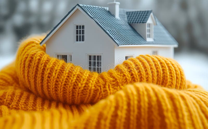 A House is Wrapped in a Yellow Blanket Stock Image - Image of ...