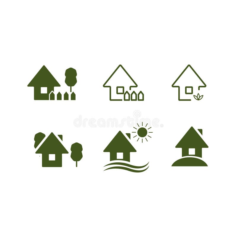 House Yard Icons, Yard House Icon Park, Eco Green House Icon with Tree ...