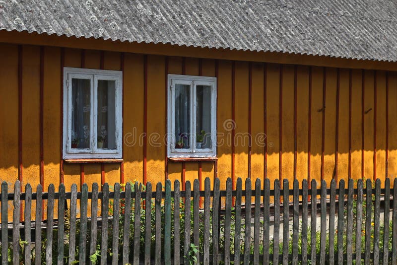 House, Yellow, Home, Fence stock image. Image of grass - 132949511