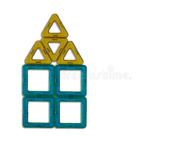 A House with a Yellow Roof Made of Square and Triangular Parts of a ...