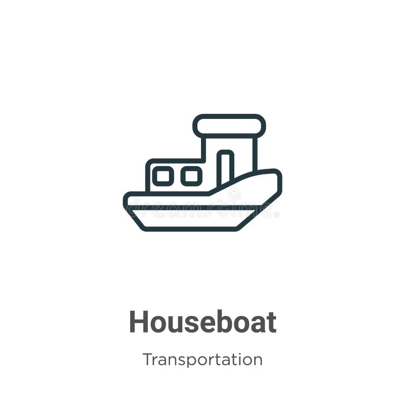 Houseboat Outline Vector Icon. Thin Line Black Houseboat Icon, Flat ...