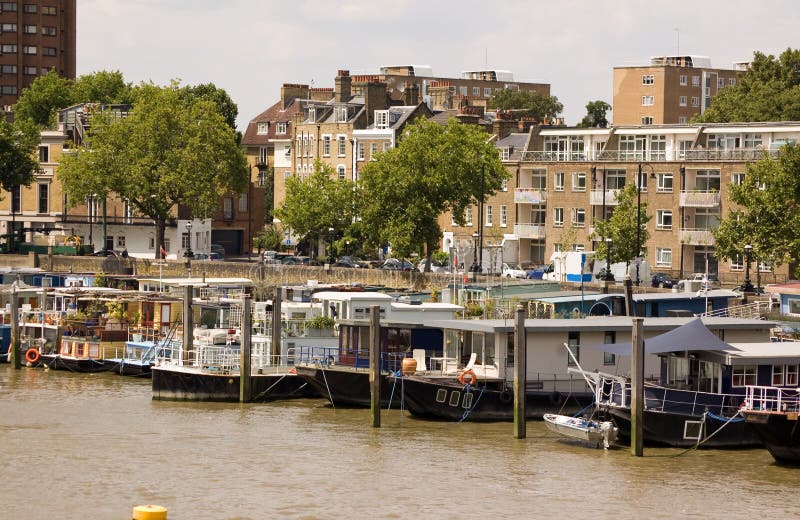 Houseboats, Chelsea Reach stock image. Image of exterior - 20804147