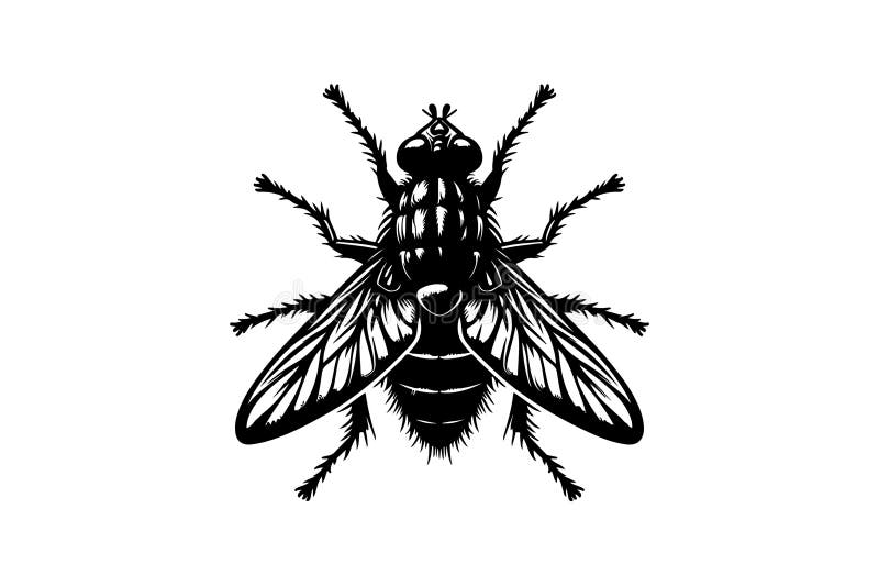 Housefly Vector Silhouette Illustration Stock Vector - Illustration of ...