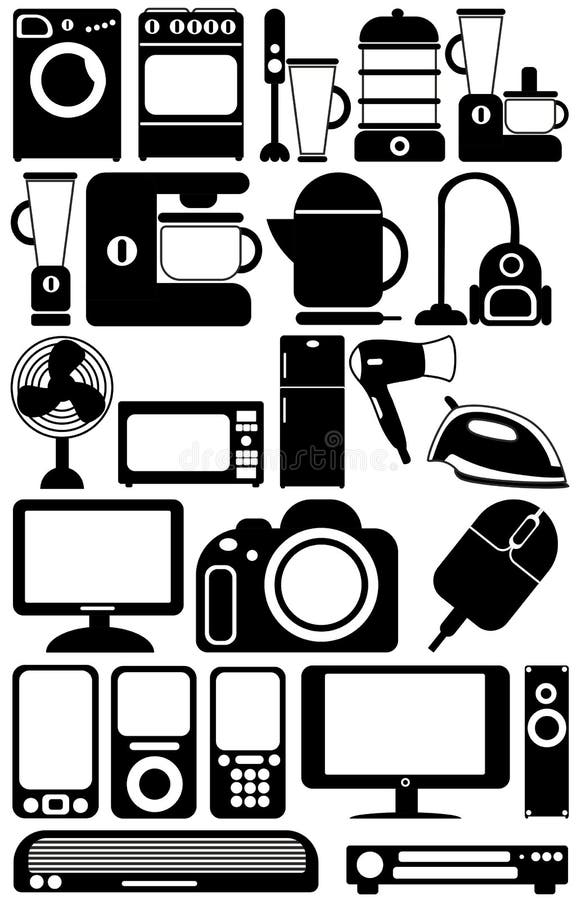 Home appliances icons stock vector. Illustration of dishwasher - 23933385