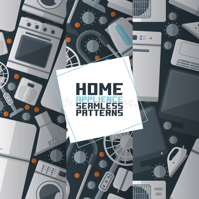 Household Appliances Electronic Seamless Pattern Vector Kitchen ...
