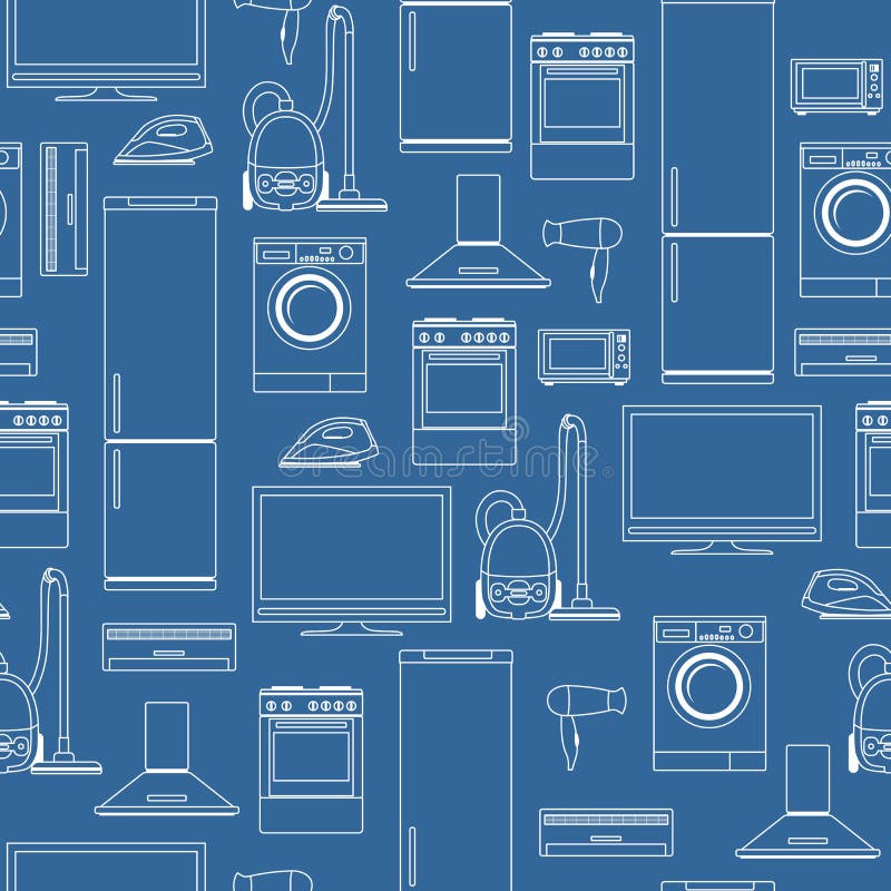 Household Appliances Seamless Background Stock Illustrations – 704 ...