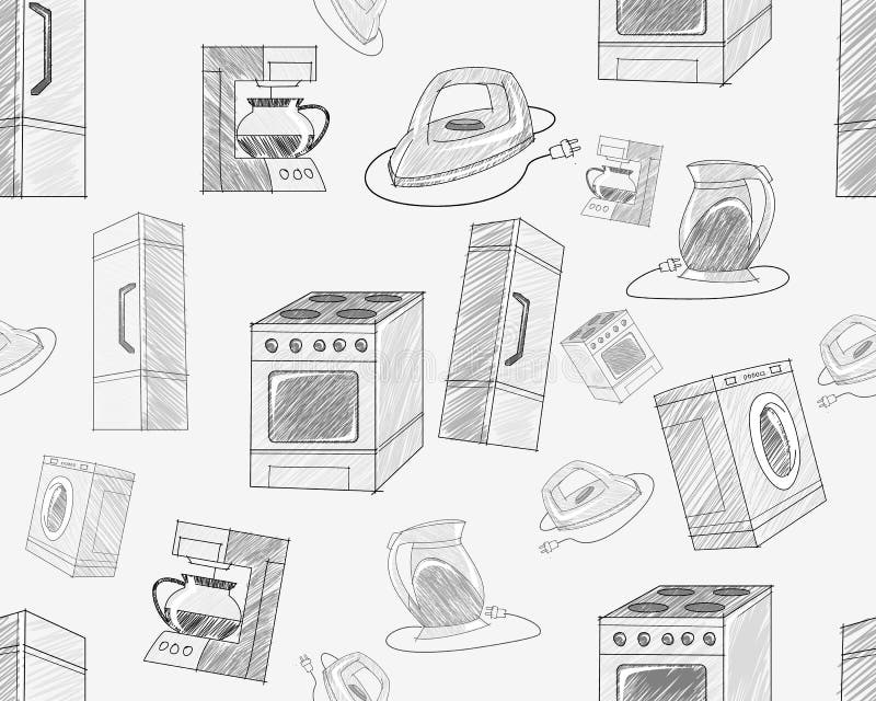 Household Appliances Seamless Pattern Stock Vector - Illustration of ...