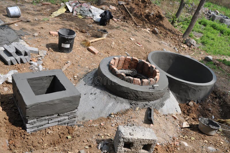 Biogas plant and farm. stock image. Image of energy, european - 93696597