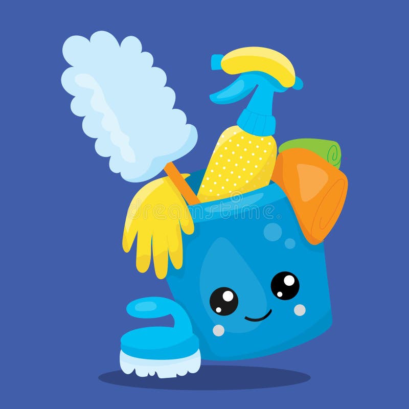 Household Chores Smiley Cleaning Items 13 Stock Vector - Illustration ...