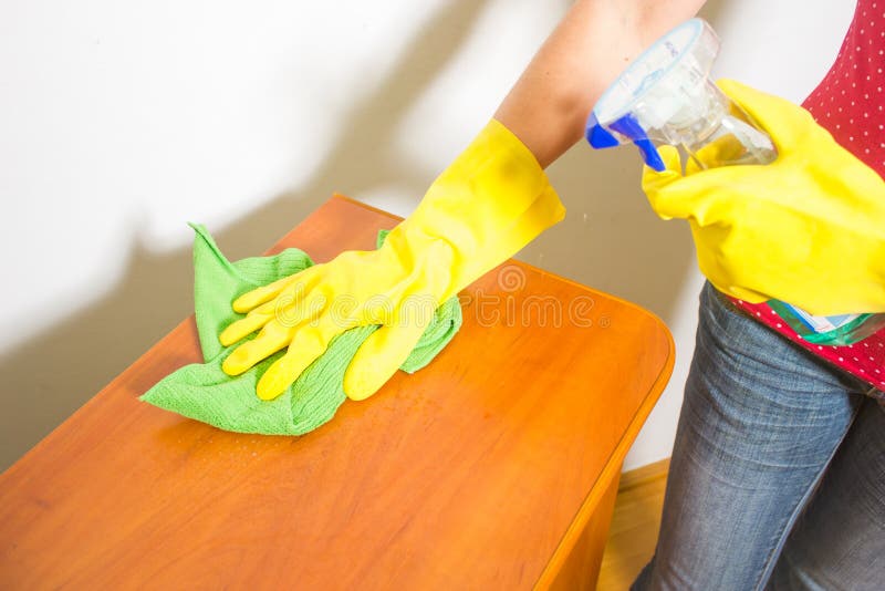 Household, Cleaning with Rag and Gloves. Stock Image - Image of rubber ...