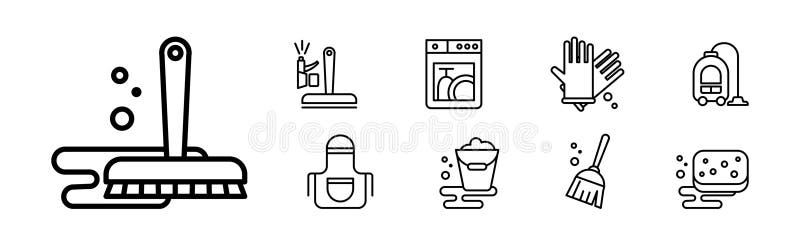 Household Cleaning Service Simple Line Icon Vector Set Stock Vector ...