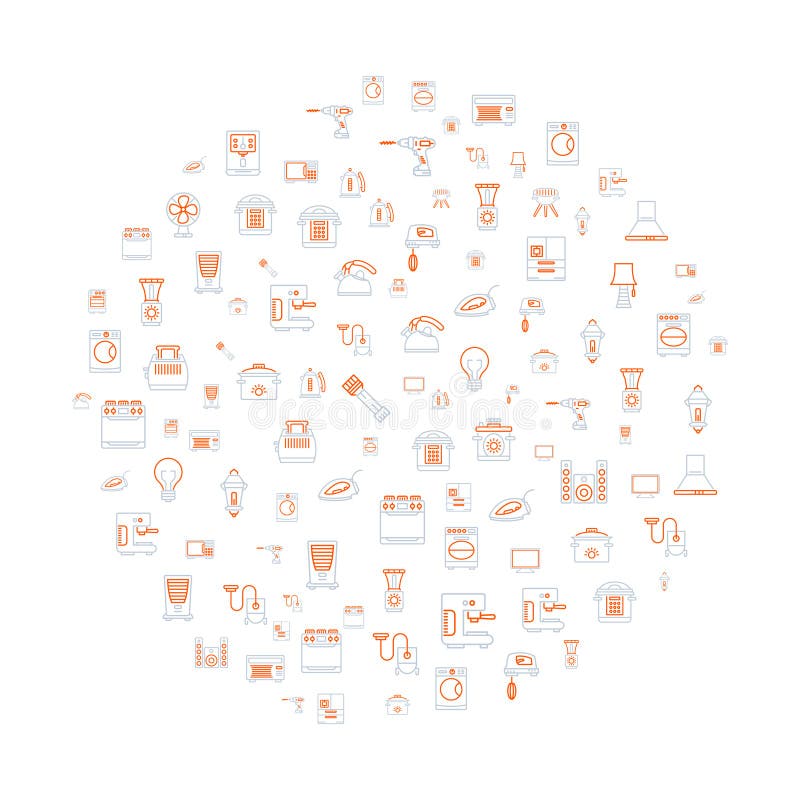 Household Devices and Appliance Concept in Circle with Clean and Simple ...