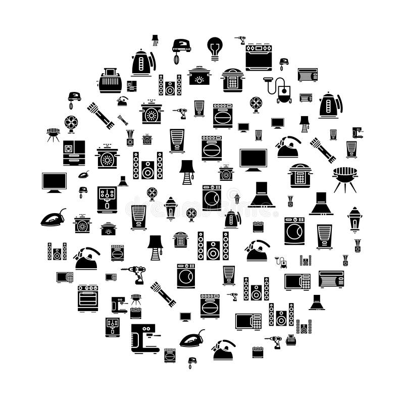 Household Devices and Appliance Concept in Circle with Clean and Simple ...