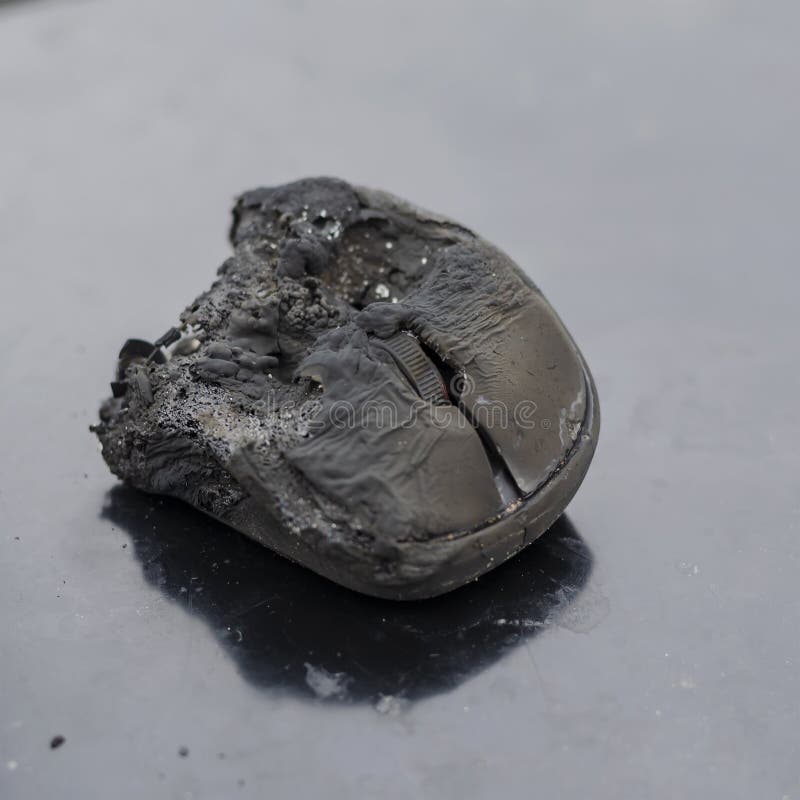 Household Electrical Appliance Fire Concept. Wireless Computer Mouse ...