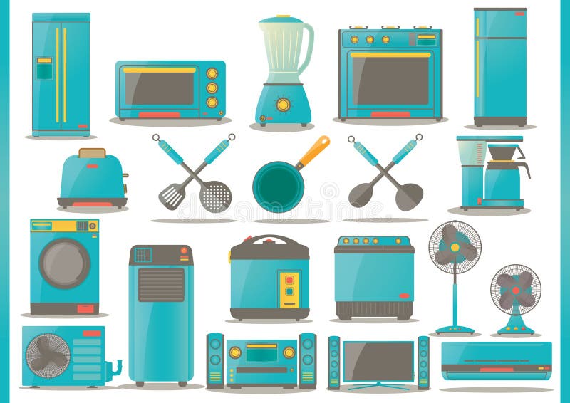 Household Electrical Items. Vector Illustration Decorative Design Stock ...
