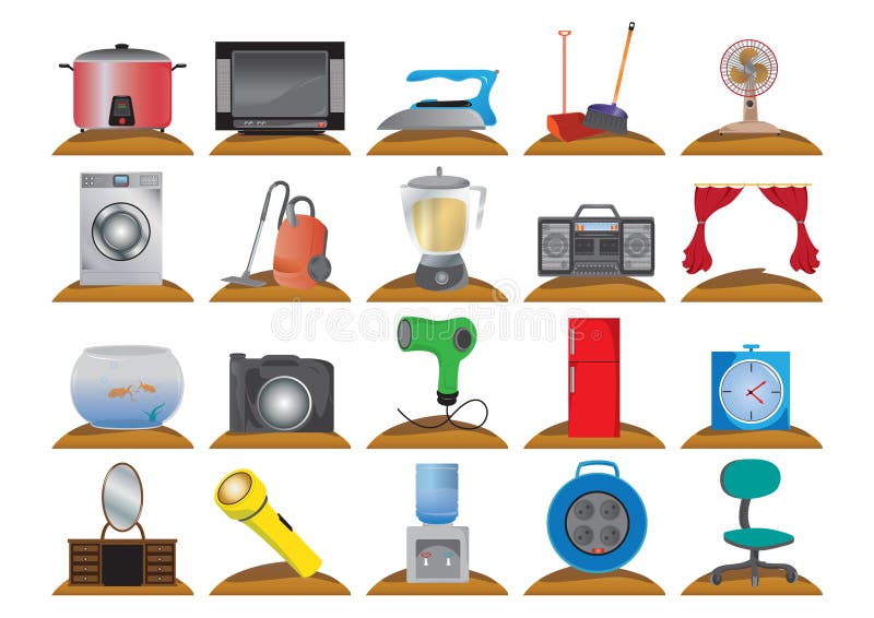 Household Electrical Items. Vector Illustration Decorative Design Stock ...